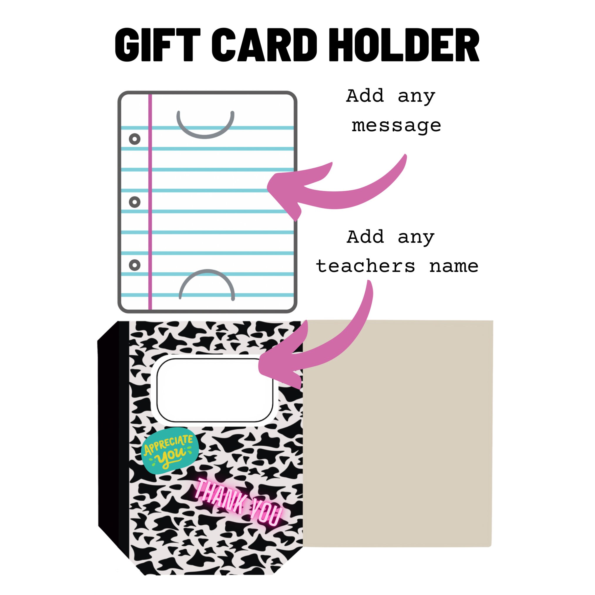 Gift Card Holder for Teacher Appreciation Week. Printable Gifts for ...