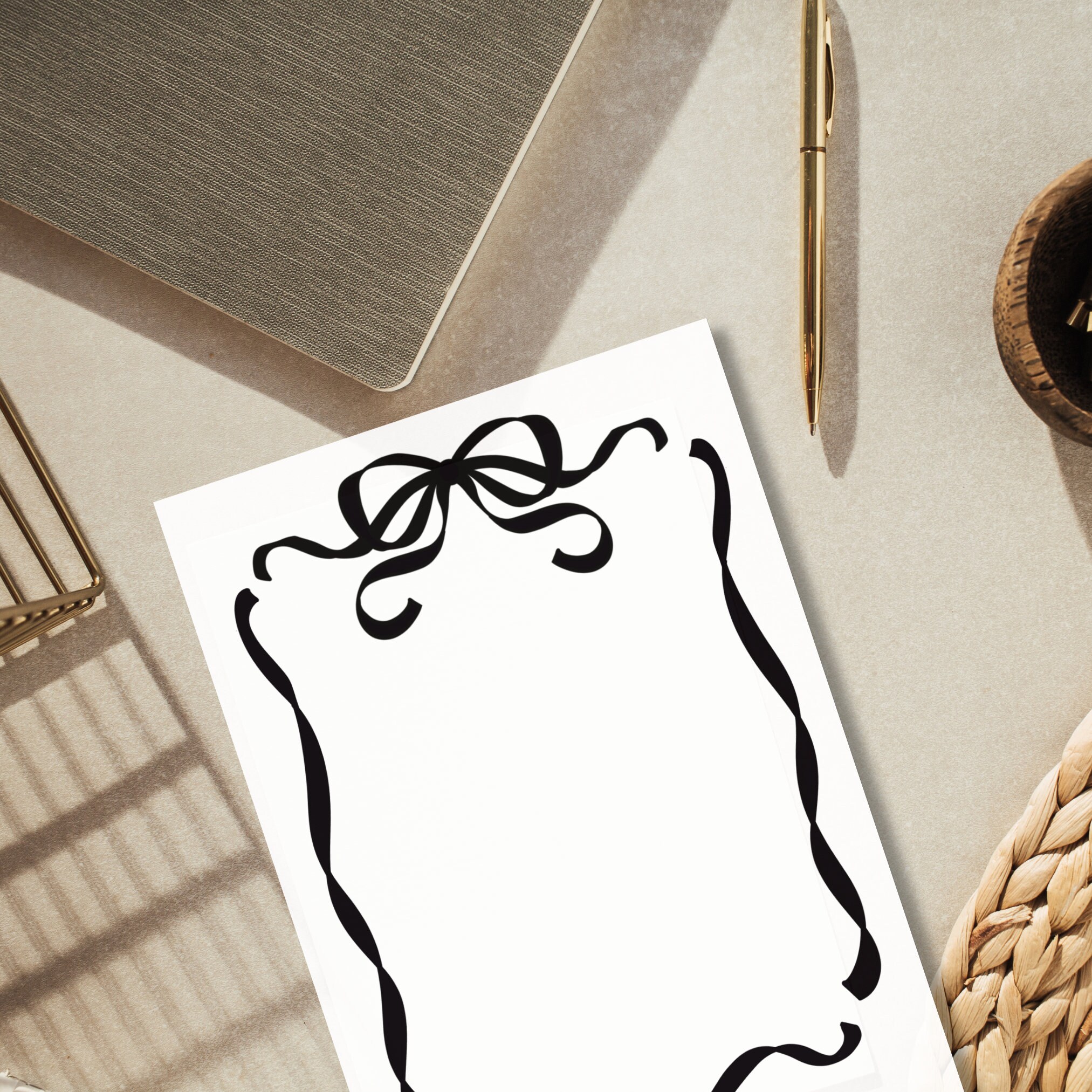 Black Dark Coquette Ribbon Bow Letter Writing Set. - Etsy