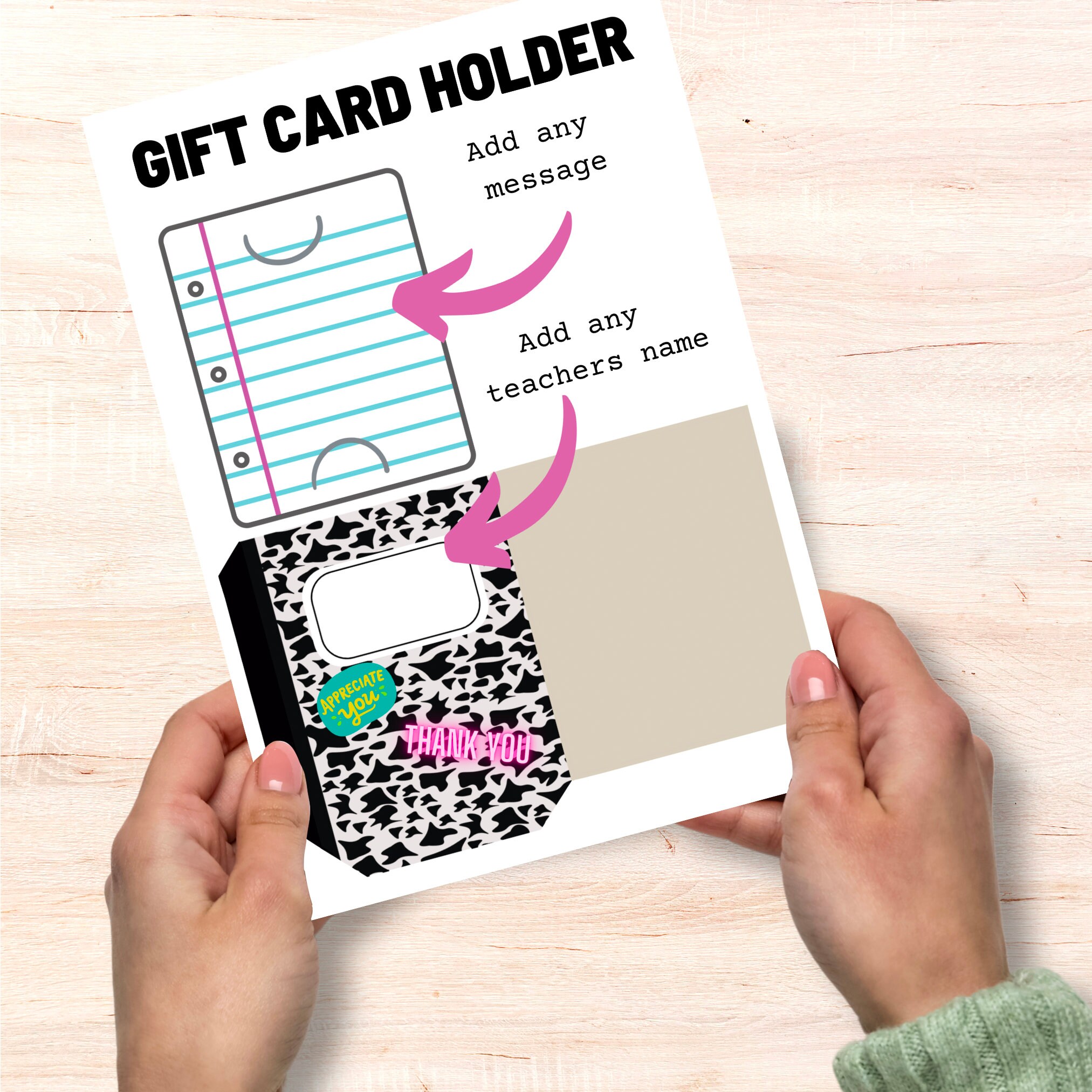 Gift Card Holder for Teacher Appreciation Week. Printable Gifts for ...