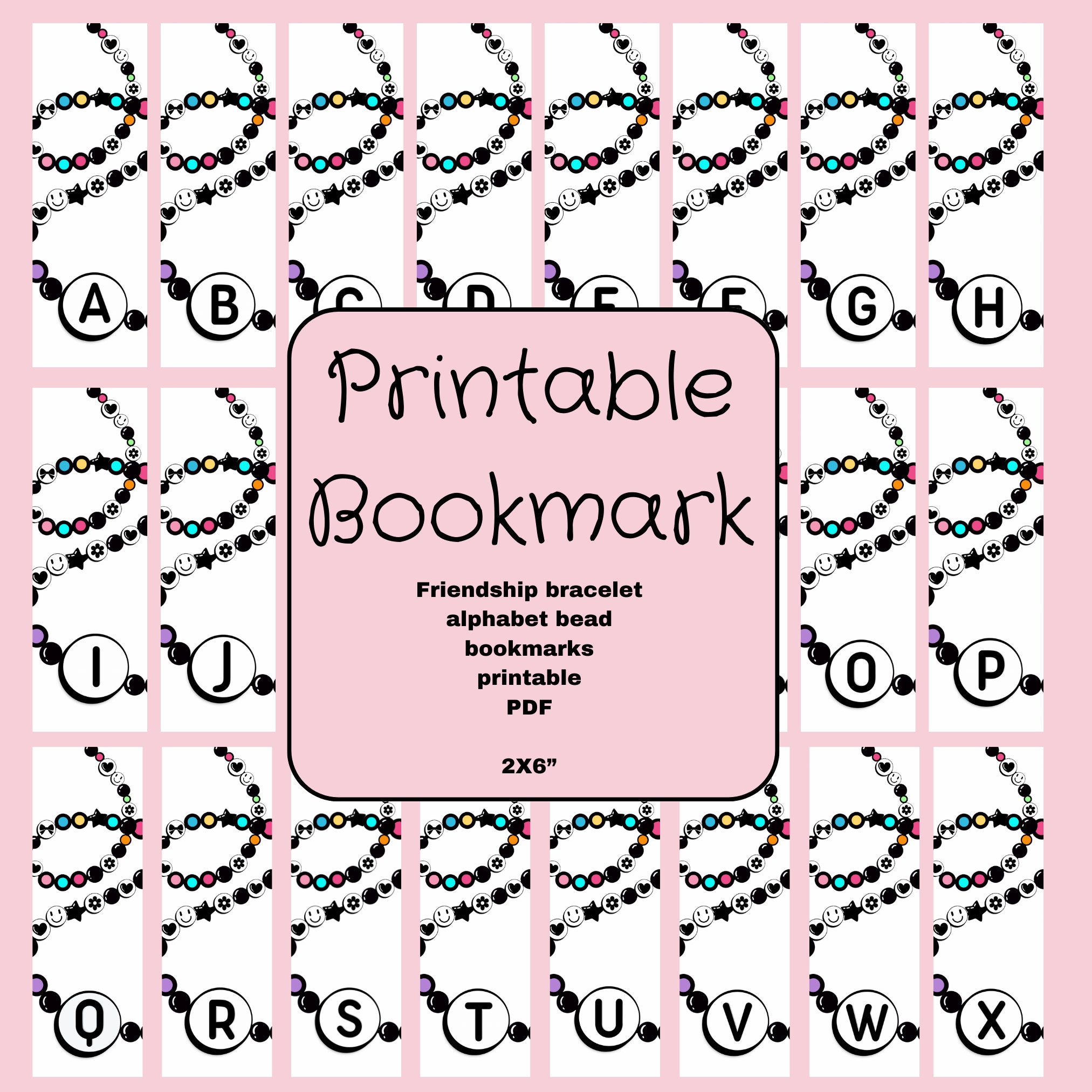 Printable Bookmarks. Friendship Bracelet Letters.swift Inspired ...