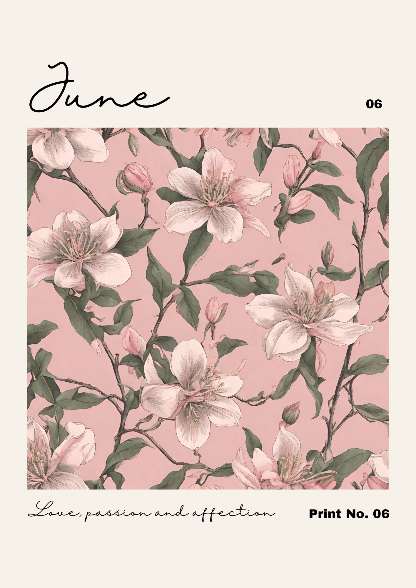 Birth Month Flower Poster. Flower Market Printable Poster for June ...