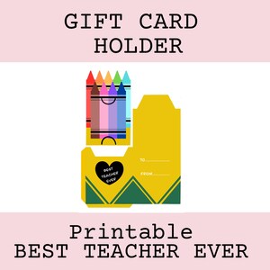 Best Teacher Gift Card Holder for Teacher Appreciation Week. Printable ...