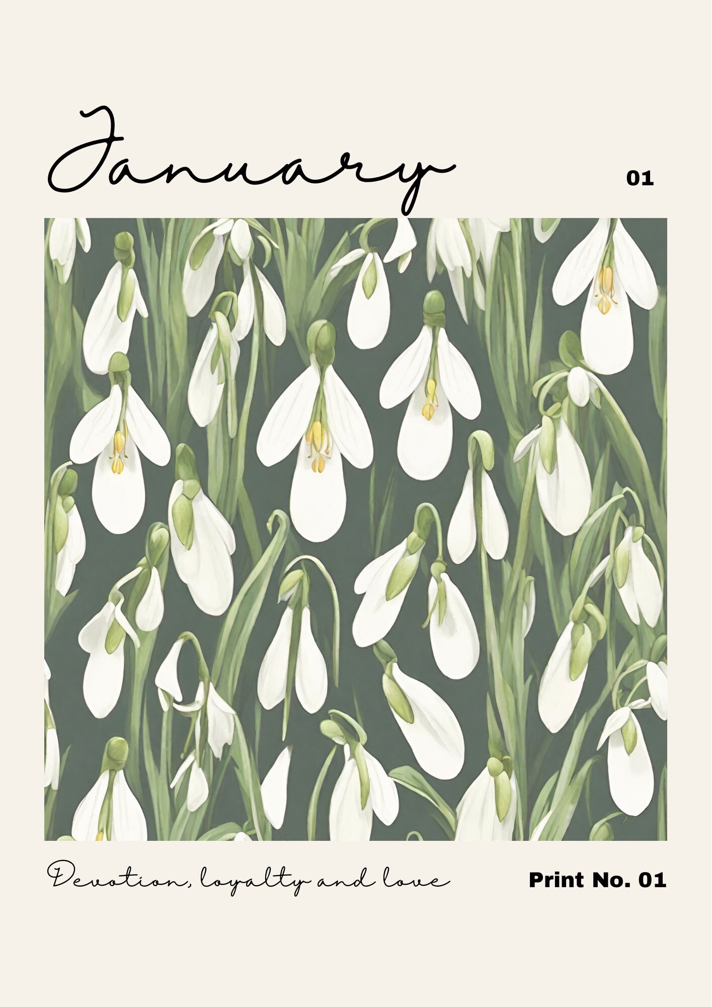 Birth Month Flower Poster. Flower Market Printable Poster for January ...