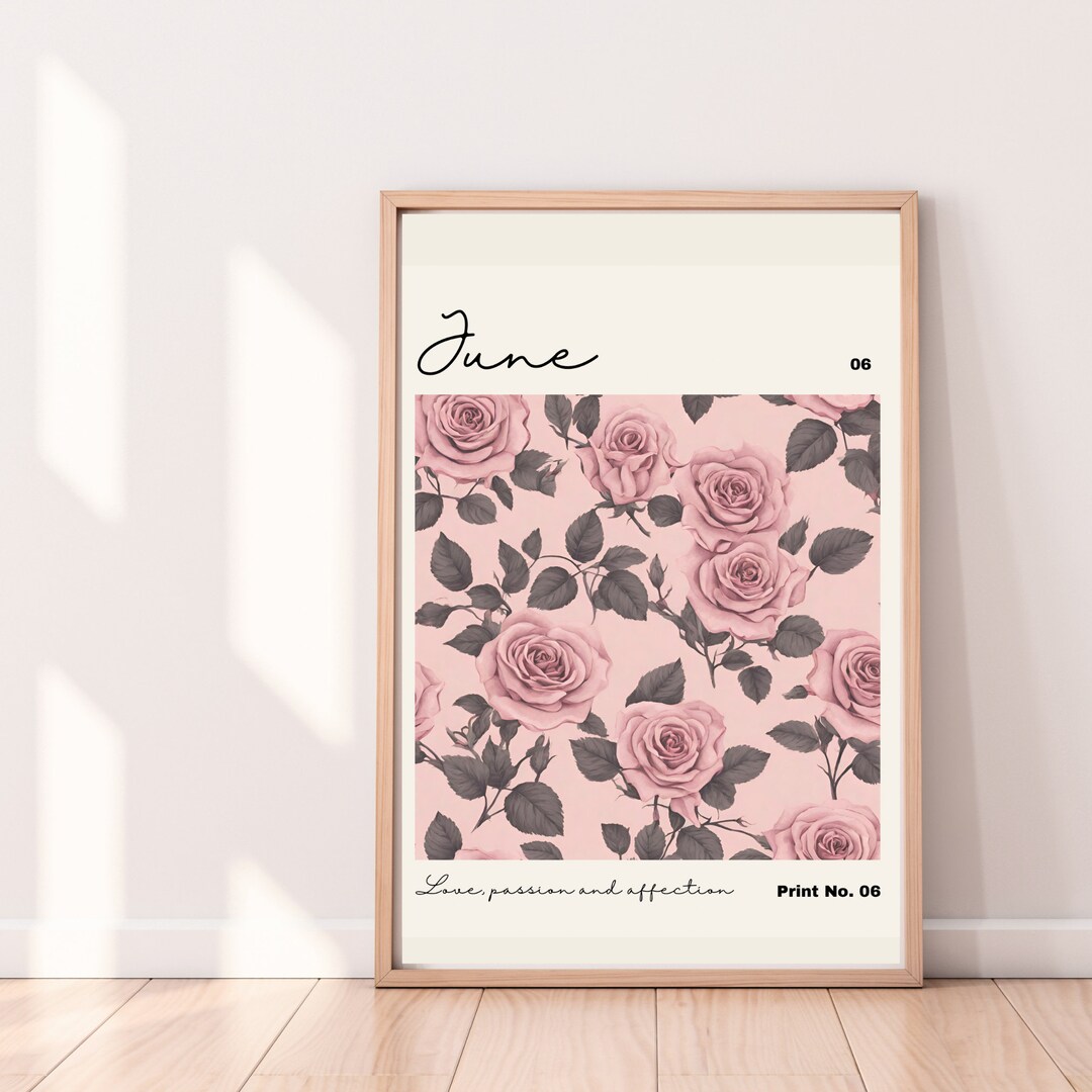Personalised Birth Flower Poster. Market Flower Poster for June. Rose ...