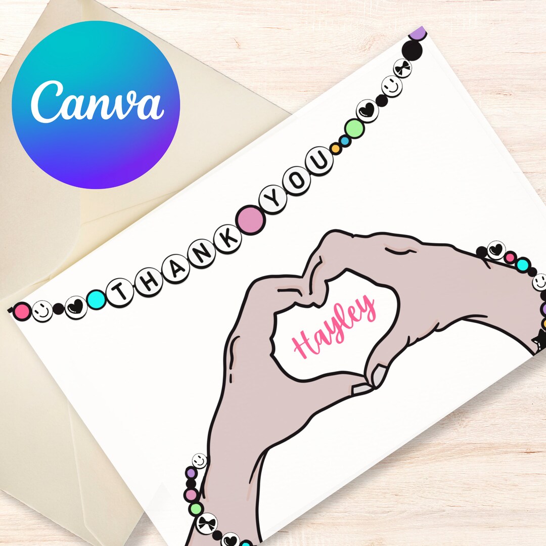 Friendship Bracelet Thank You Card . Swift Inspired Party Supplies - Etsy
