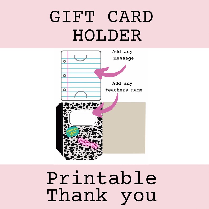 Gift Card Holder for Teacher Appreciation Week. Printable Gifts for ...