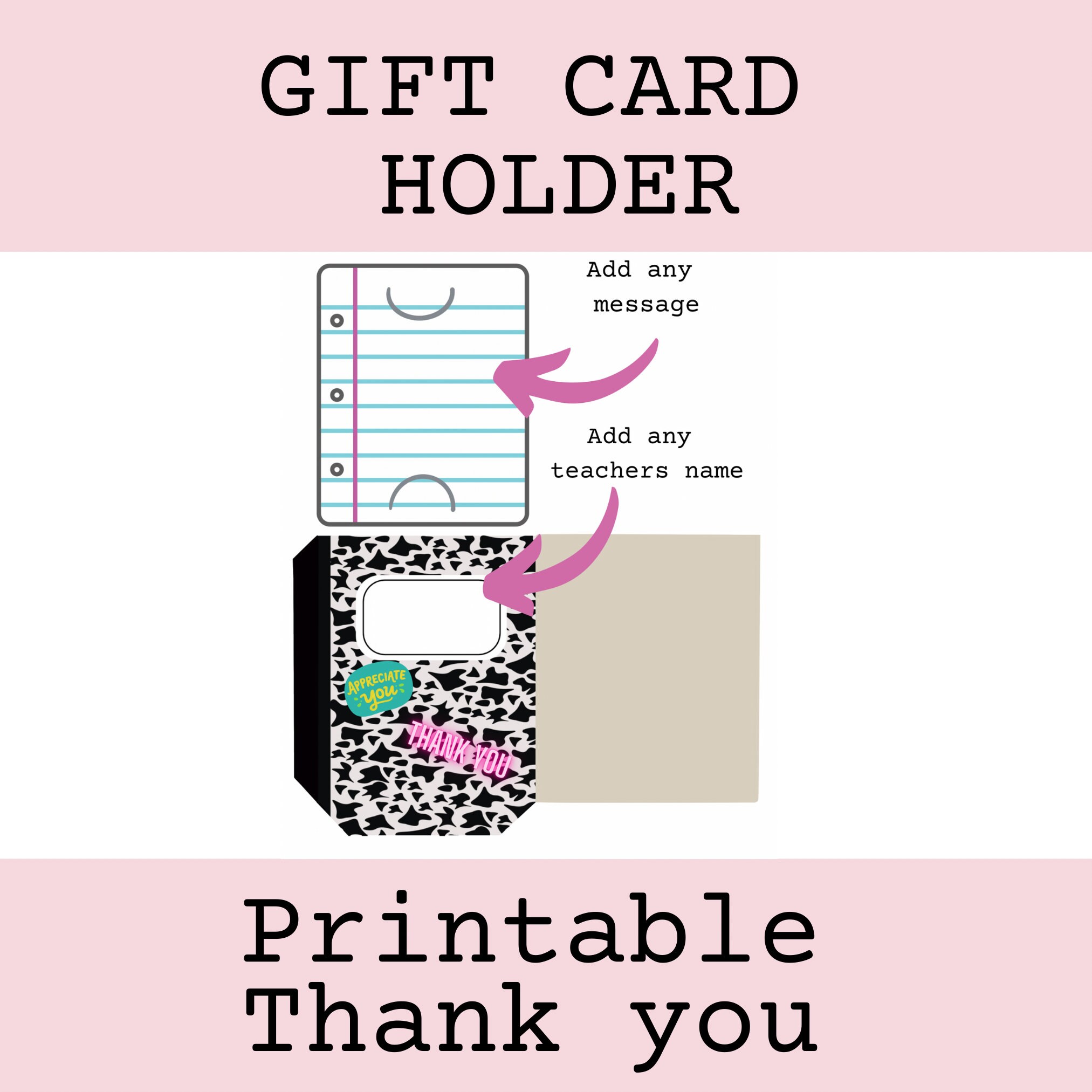 Gift Card Holder for Teacher Appreciation Week. Printable Gifts for ...