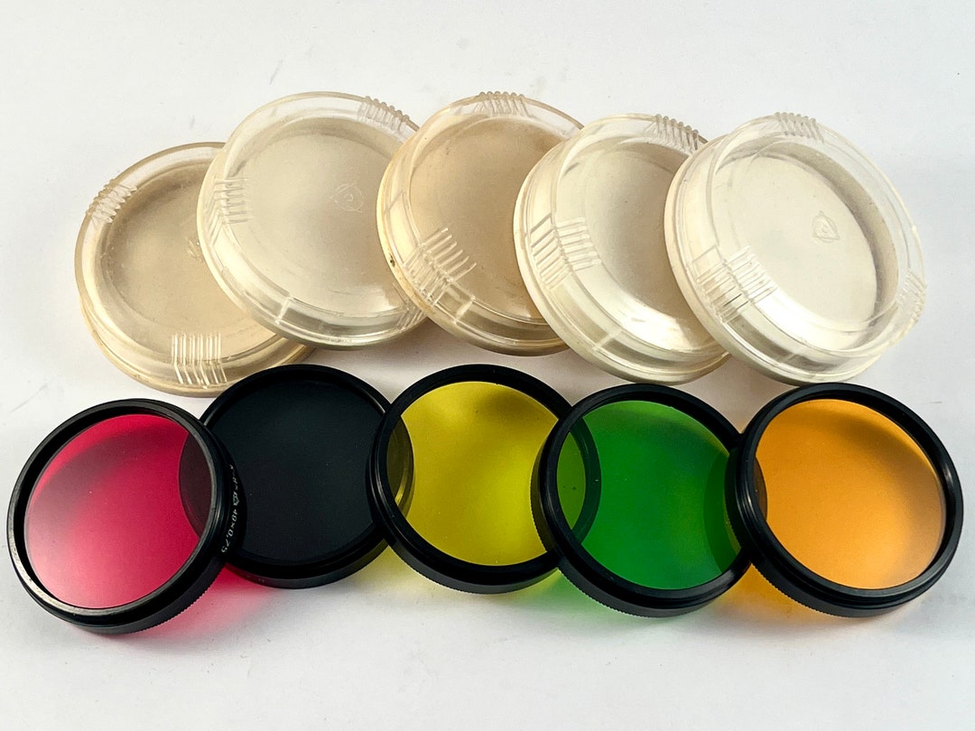 Soviet Vintage SET of 5 PCS Light Filters M49x0.75 Red Black Yellow ...