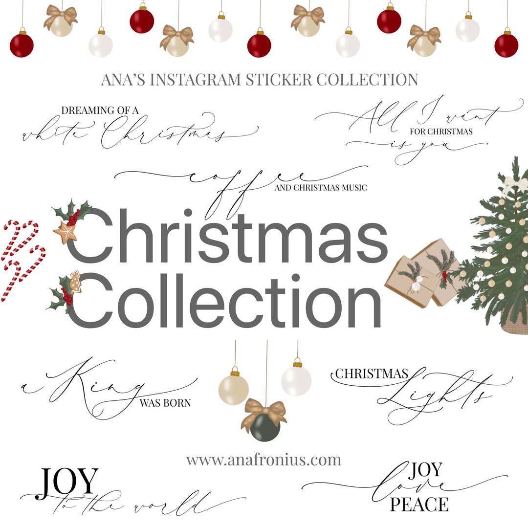 Instagram Christmas Story Sticker Collection, Digital Art Stickers ...