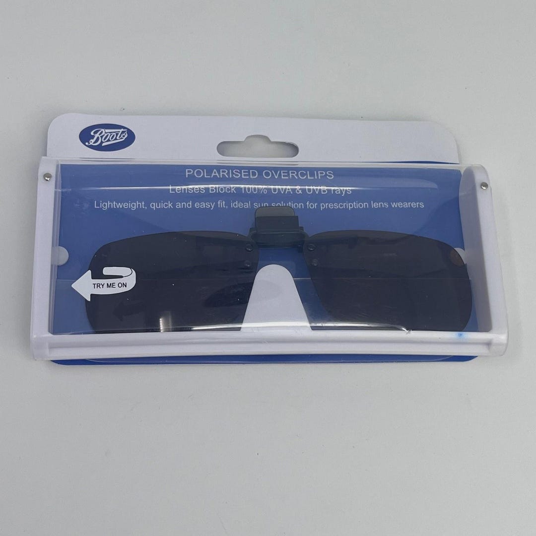 Boots Polarised Clip on Flip up Aviators Retro Vintage Black Grey Mens ...