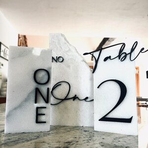 Large Black and White Marble Table Numbers With Acrylic - Etsy