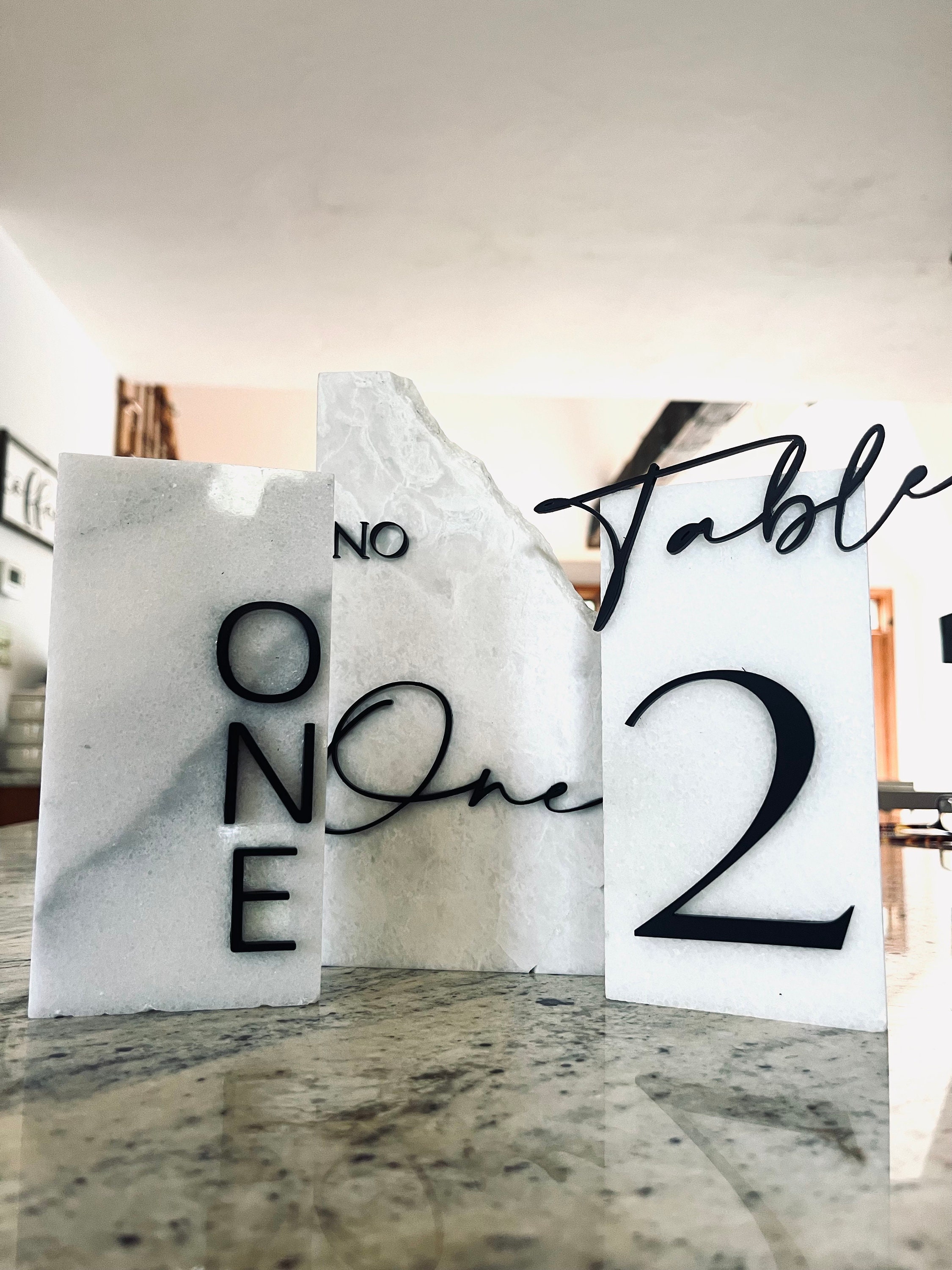 Large Black and White Marble Table Numbers With Acrylic - Etsy