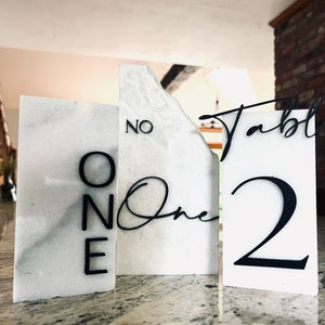 Large Black and White Marble Table Numbers With Acrylic - Etsy