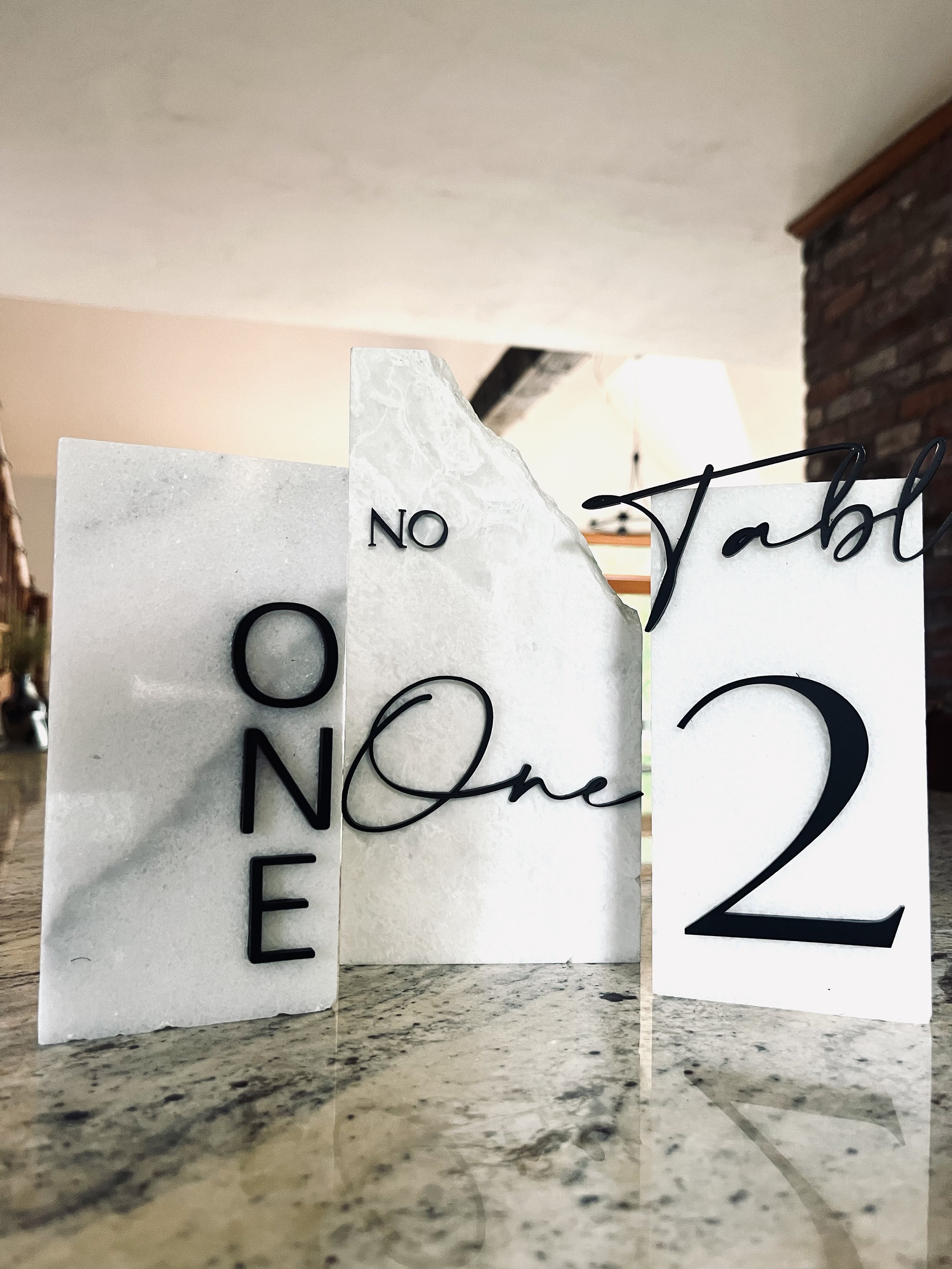 Large Black and White Marble Table Numbers With Acrylic - Etsy