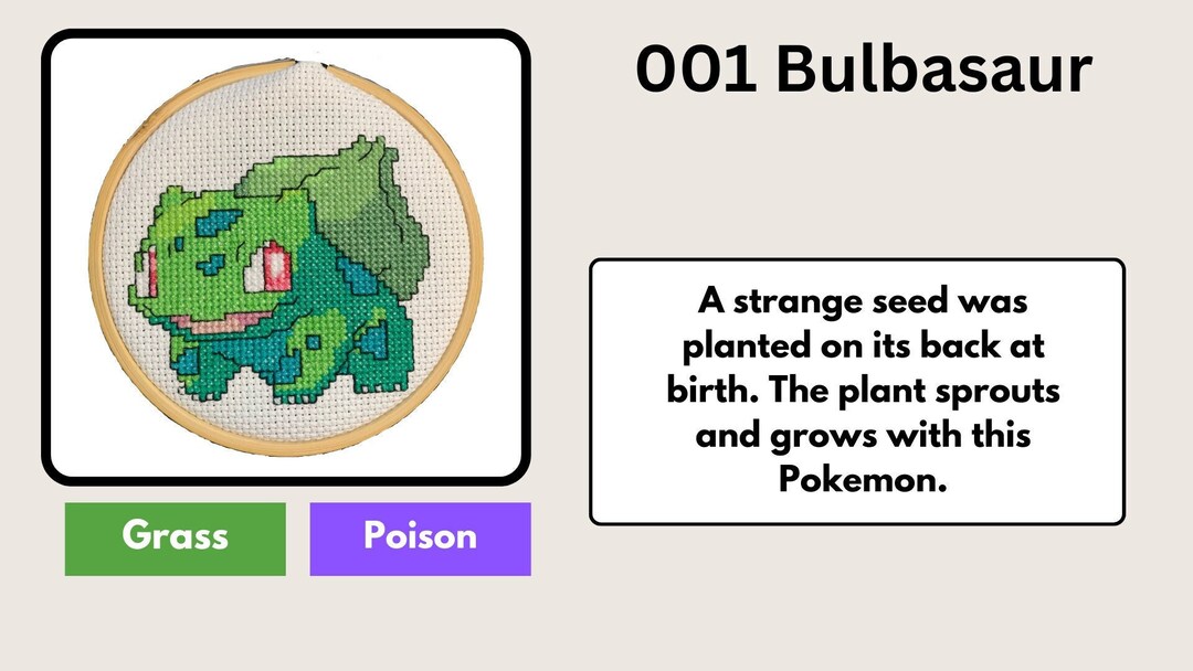 Bulbasaur Cross Stitch Pattern - Etsy