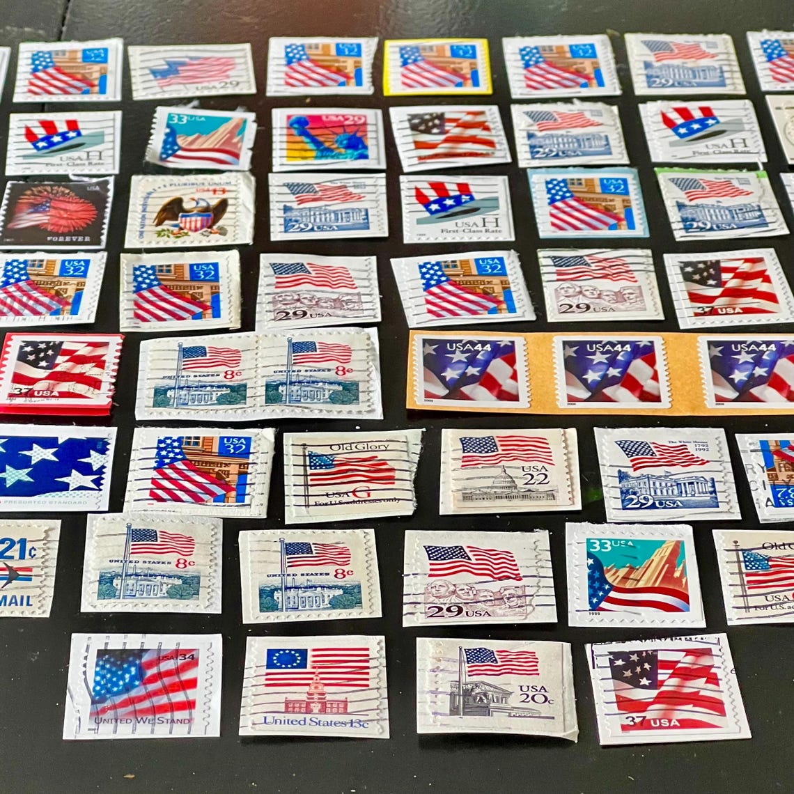 60 USED American Flag Stamps Cancelled Stamps Junk Journals Ephemera ...