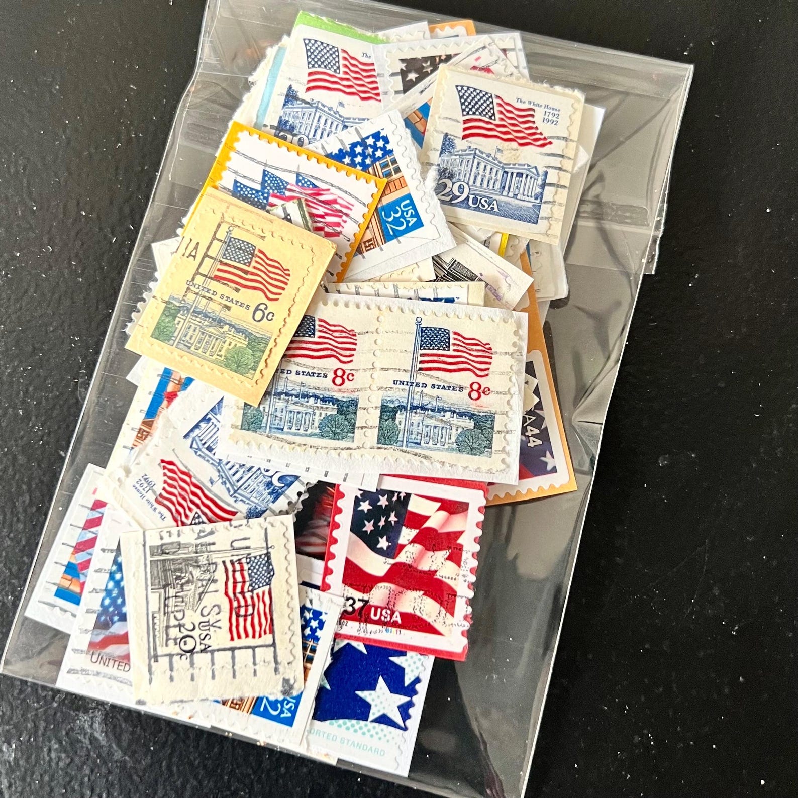 60 USED American Flag Stamps Cancelled Stamps Junk Journals Ephemera ...