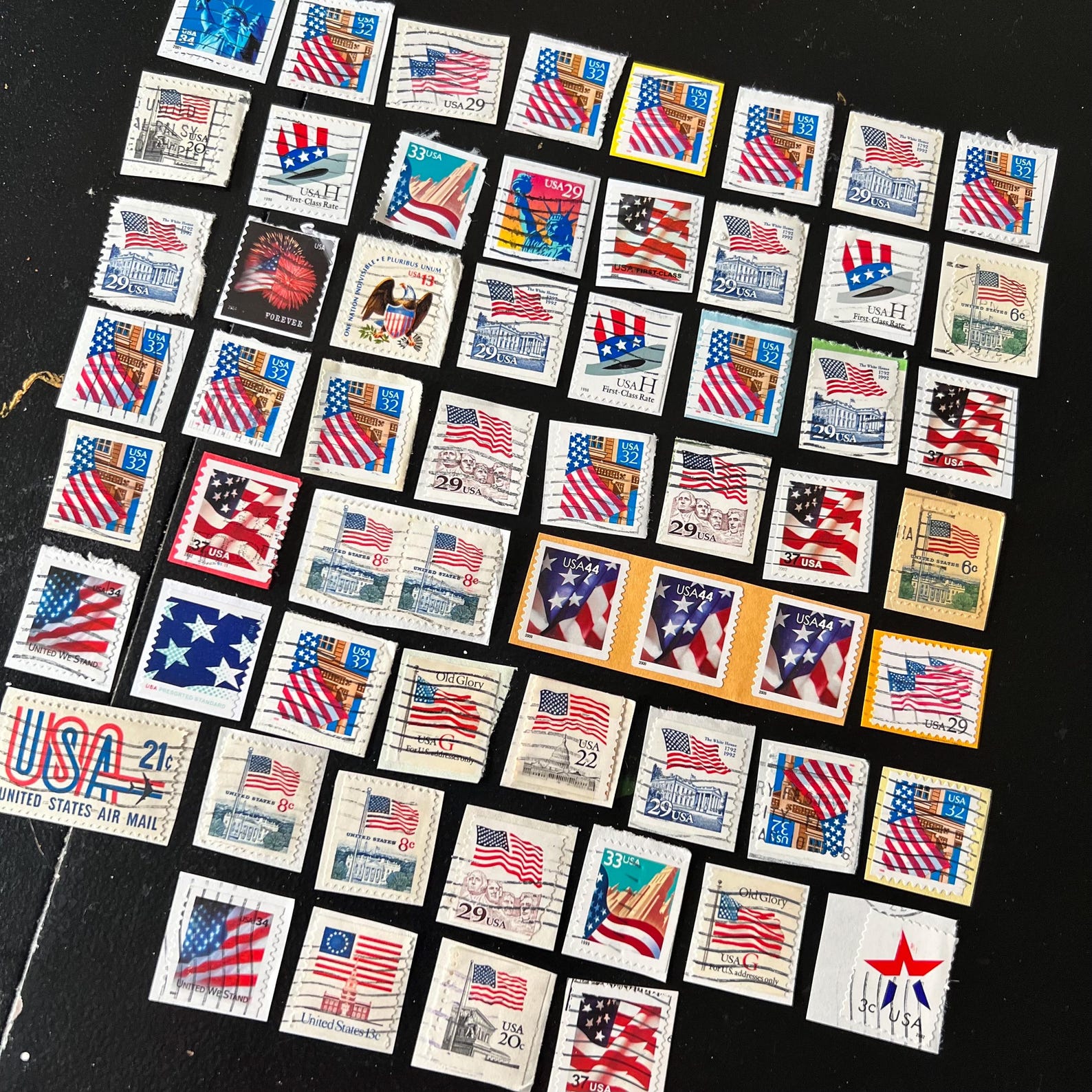 60 USED American Flag Stamps Cancelled Stamps Junk Journals Ephemera ...