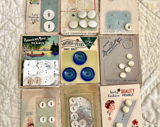 9 Vintage Worn Button Cards - Etsy