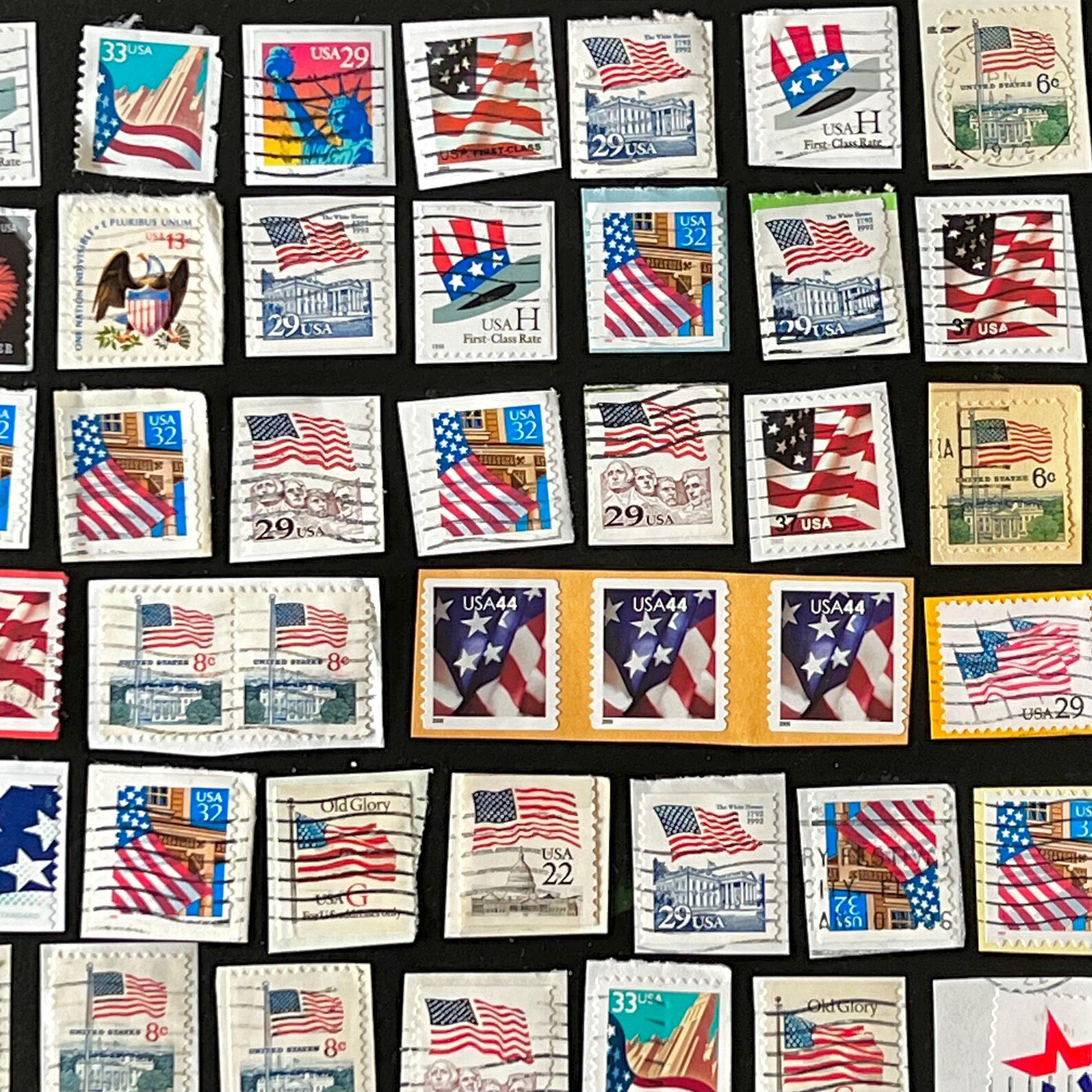60 USED American Flag Stamps Cancelled Stamps Junk Journals Ephemera ...