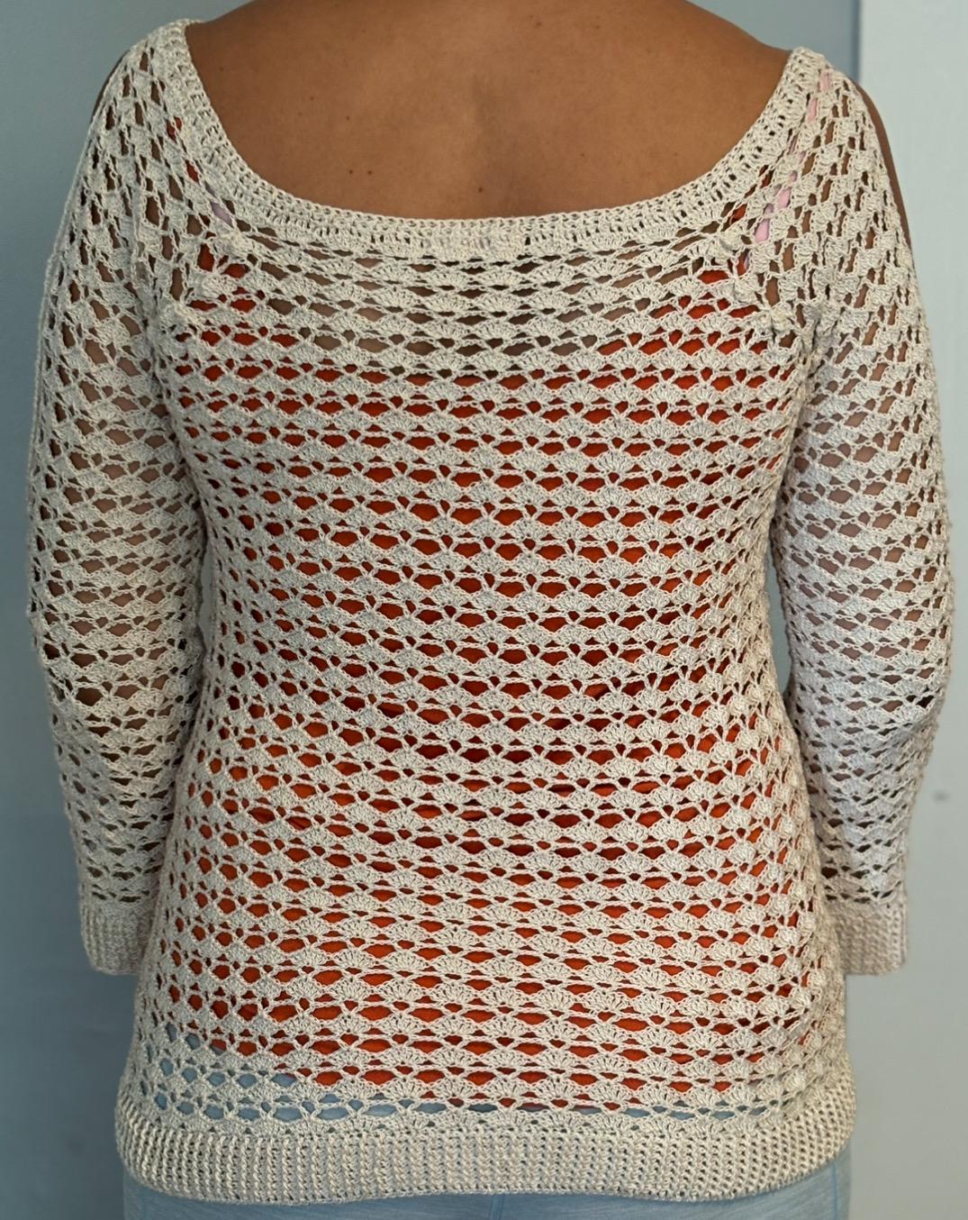 Handmade Crochet Open Stitch Sweater, Long Sleeve Cotton Blouse - Etsy