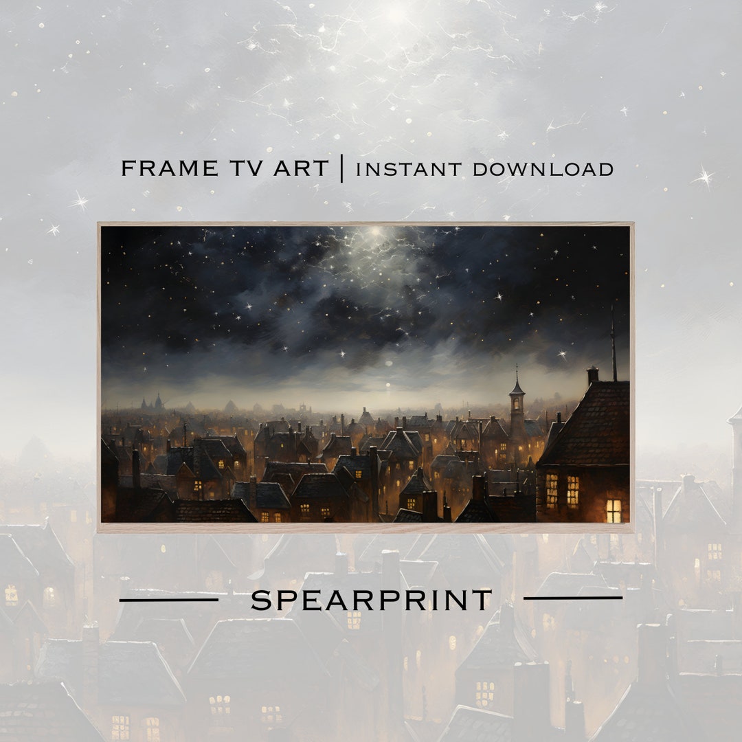 Gothic Dark Winter Village Frame TV Art | Winter Frame TV Background ...