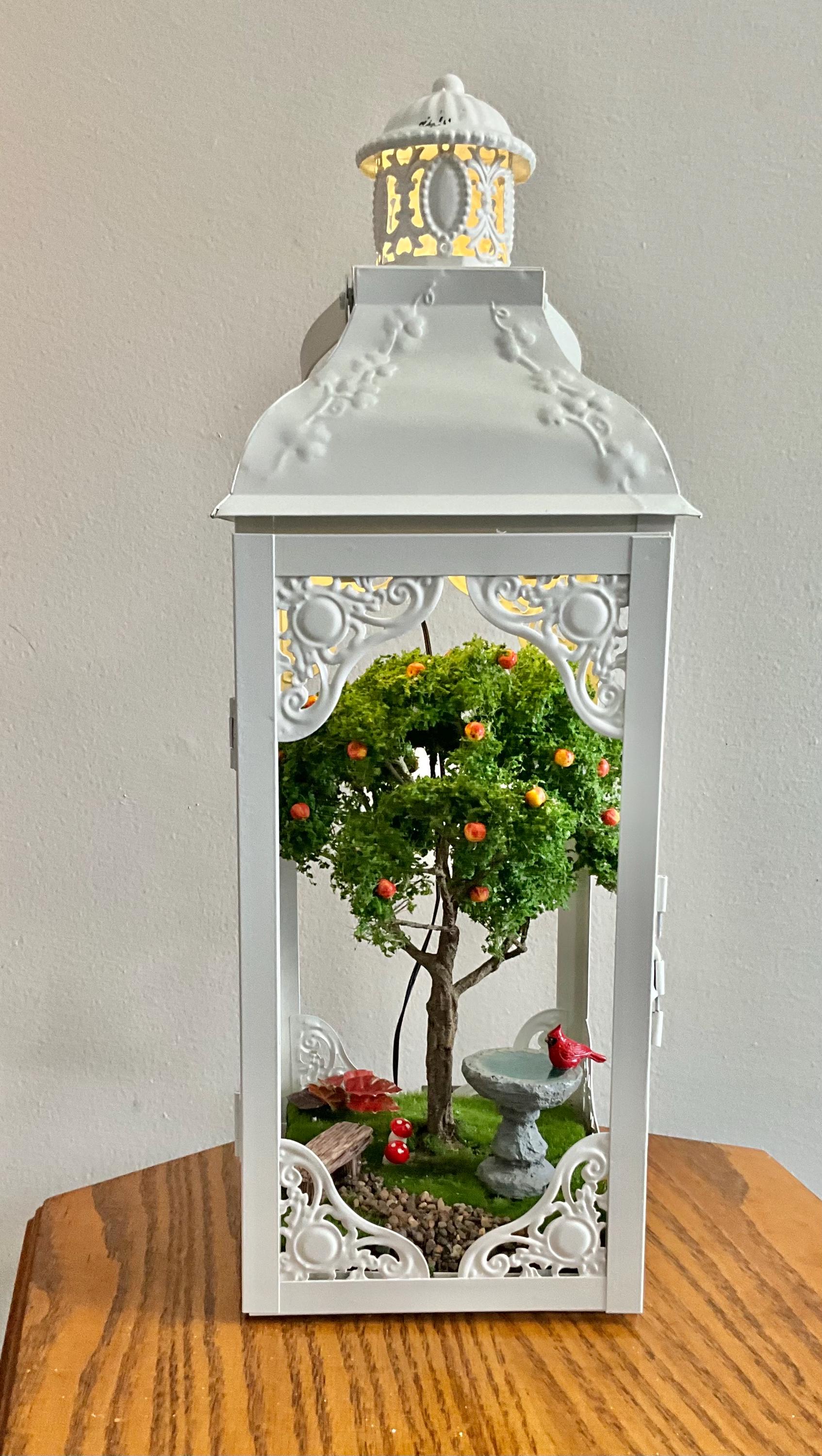 Apple Tree Diorama: Miniature Nature Scene in White Lantern - Etsy
