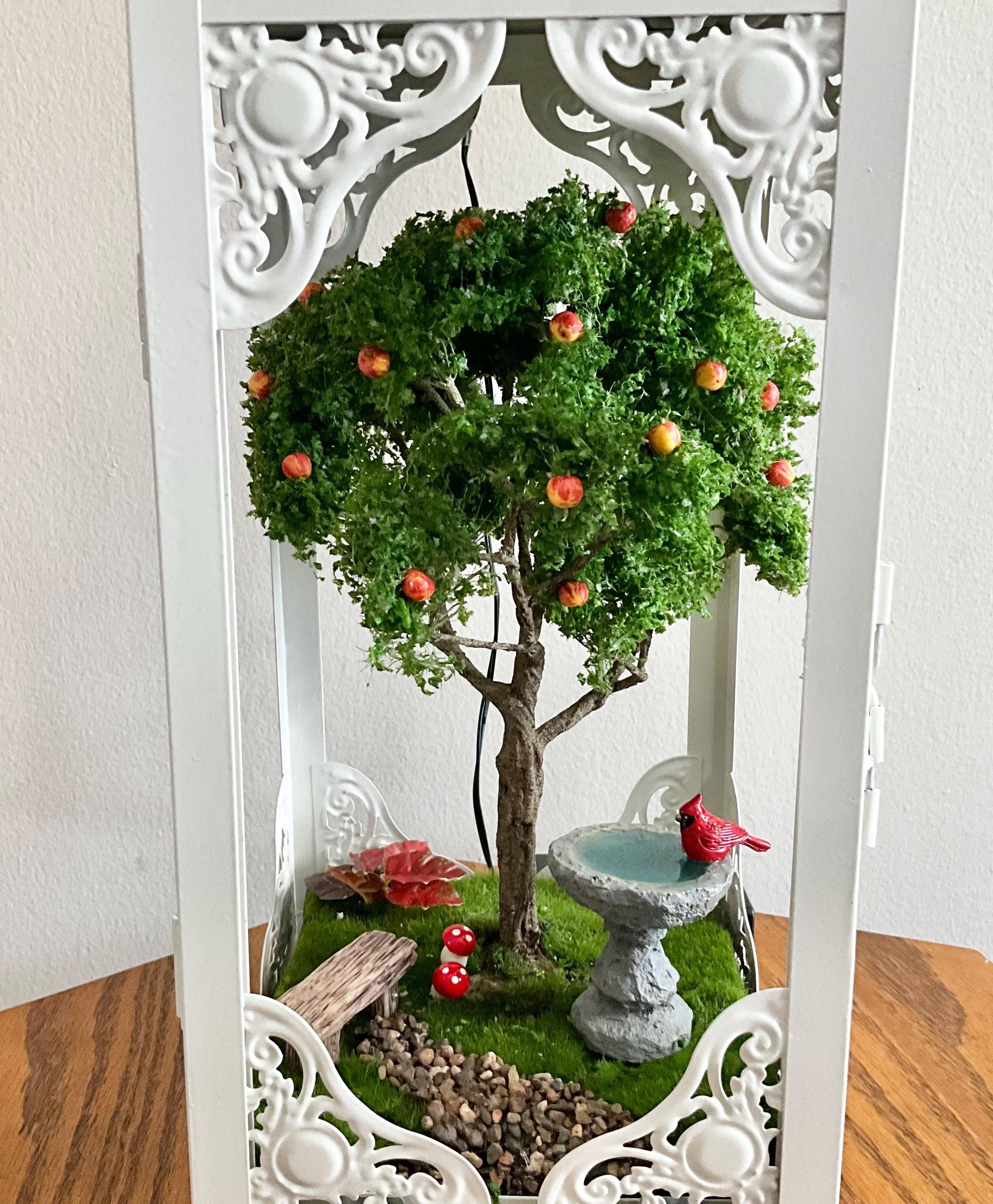 Apple Tree Diorama: Miniature Nature Scene in White Lantern - Etsy