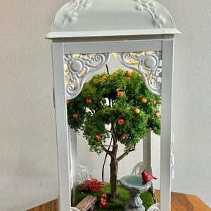 Apple Tree Diorama: Miniature Nature Scene in White Lantern - Etsy