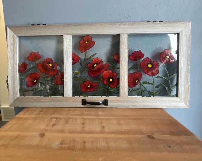 Poppies Painted Window (free Shipping) - Etsy