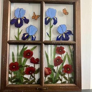 Iris and Poppy Window - Etsy