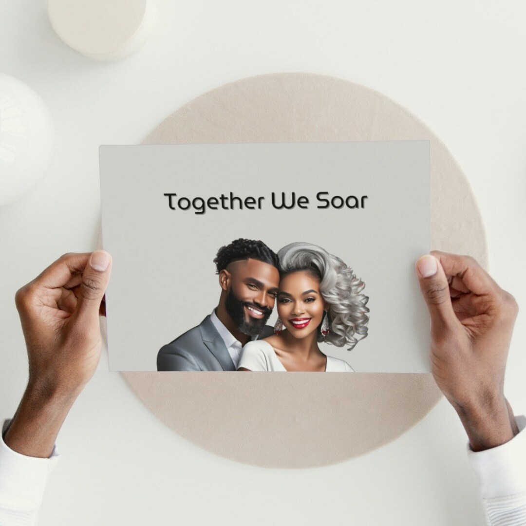 Together We Soar, Elegant Greeting Card, Romantic Black Couple Design ...