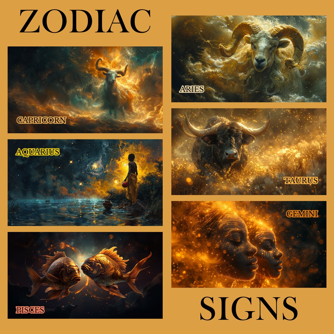 Pisces, Cosmic Fish, A.I., Digital Download, Zodiac Sign, Poster ...