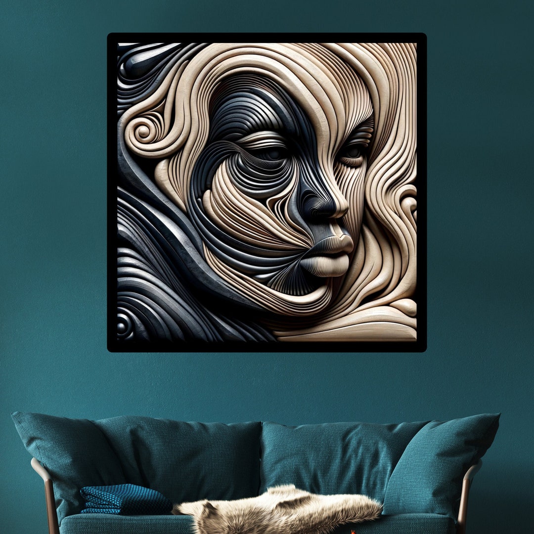 Contours of Contemplation - Introspective Digital Art, Modern Abstract ...