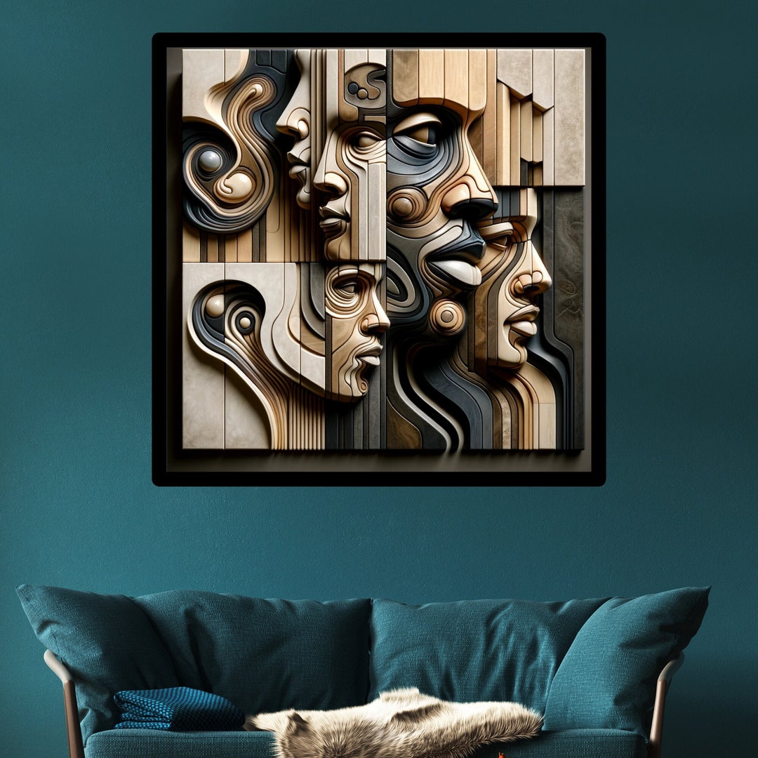 Cubist Dreams - Abstract Geometric Art, Digital Cubism, Wooden Tone ...