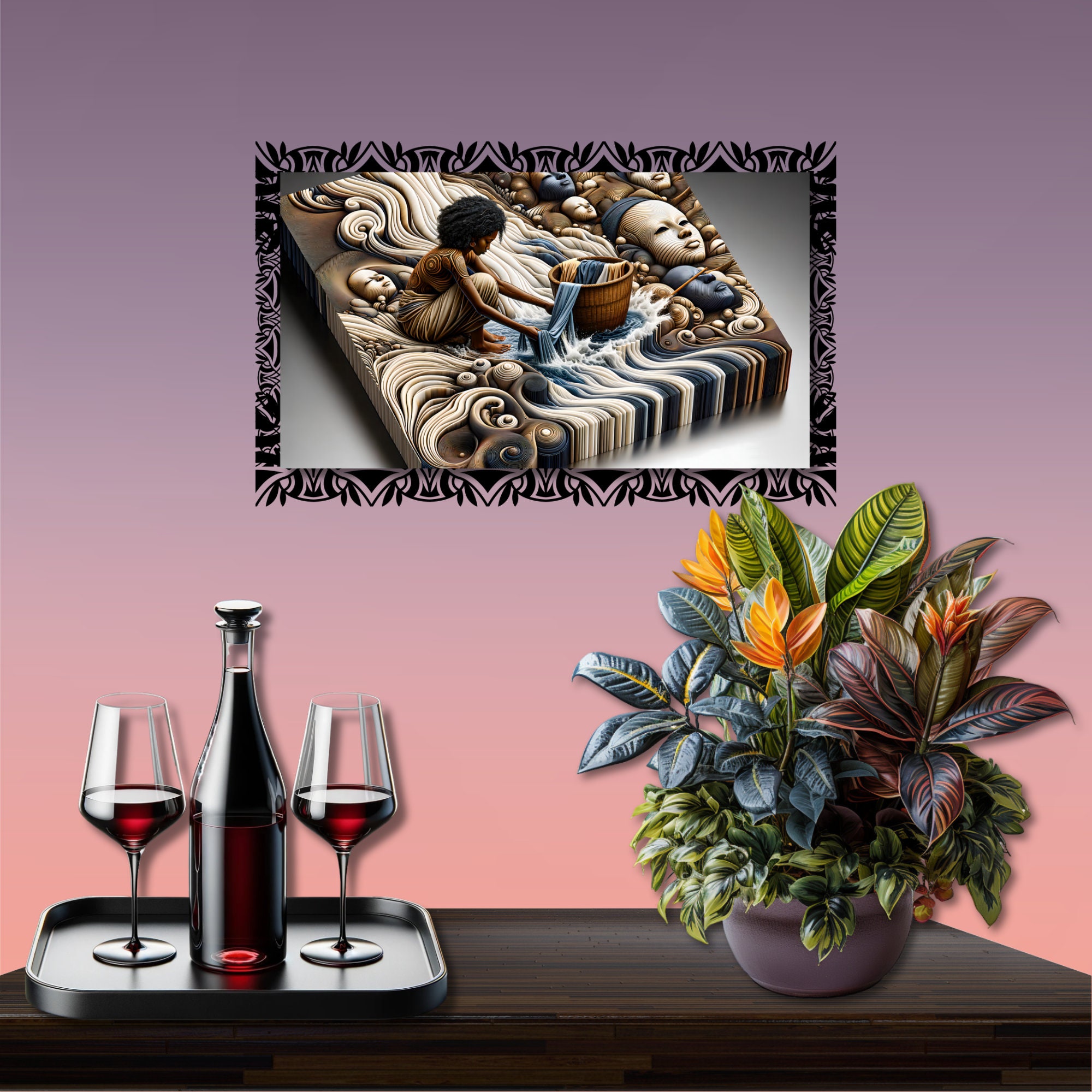 Waves of Tradition, Cultural Motifs, Water's Fluidity, AI Art ...