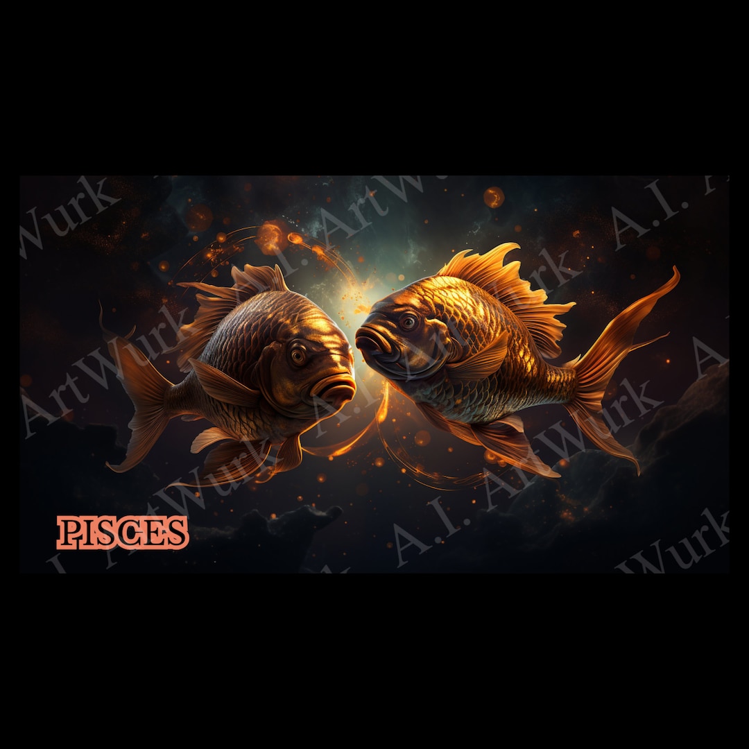 Pisces, Cosmic Fish, A.I., Digital Download, Zodiac Sign, Poster ...