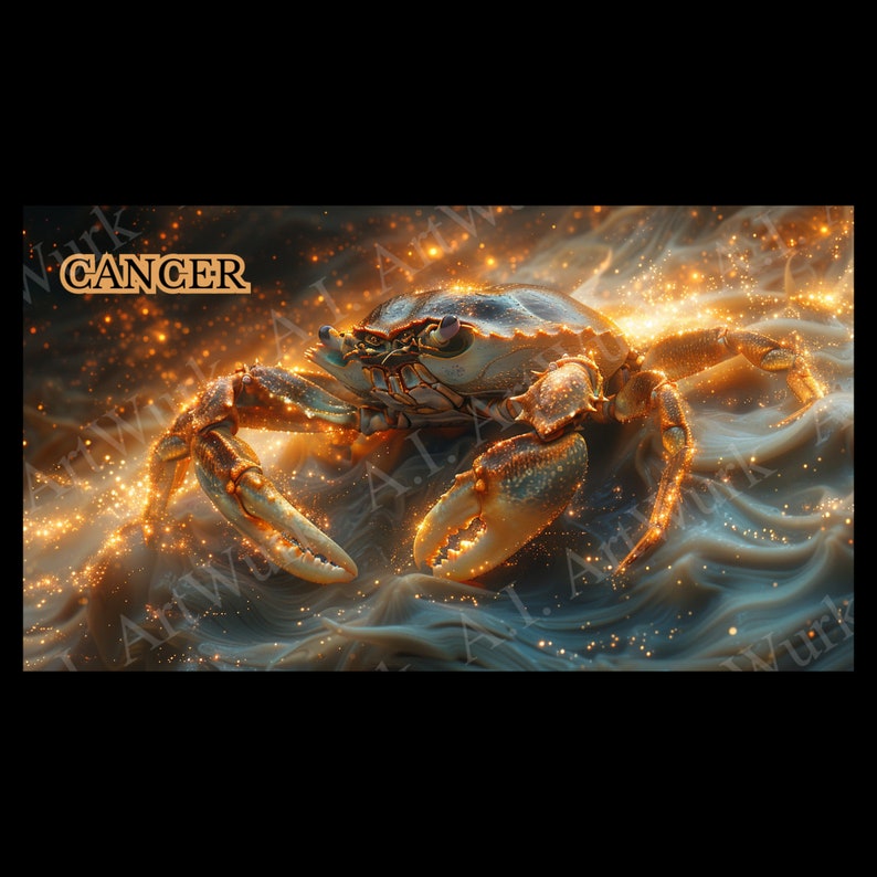 Cancer, Celestial Crab, A.I., Digital Download, Zodiac Sign, Poster ...