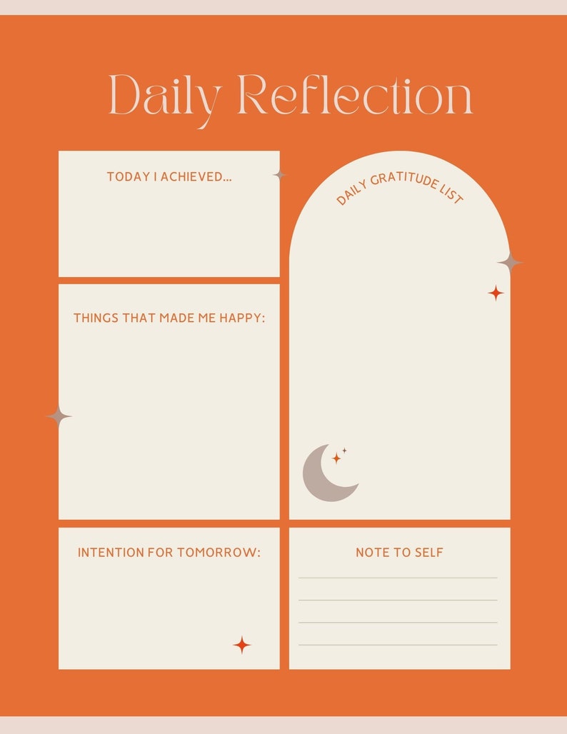 Daily Reflection, Self Care, Printable Journal, Instant Download - Etsy