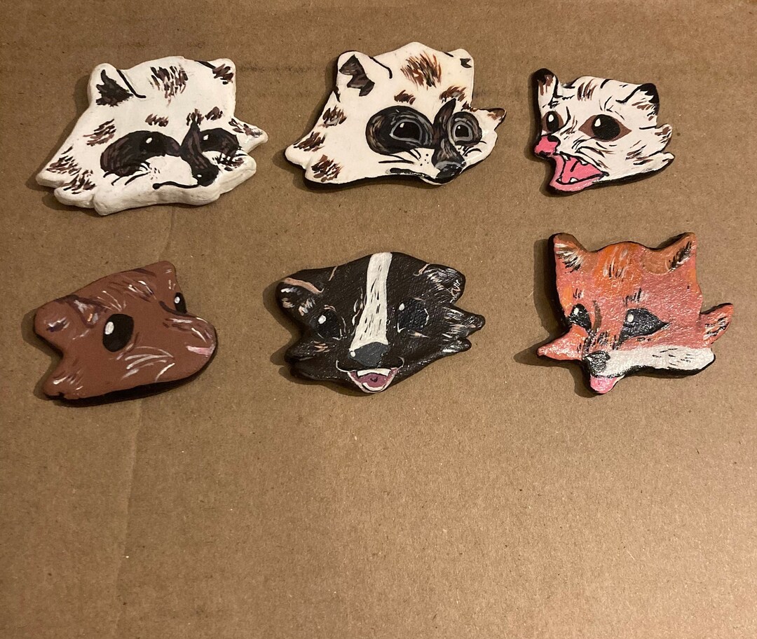 Adorable "garbage Gang" Animal Clay Pins - Etsy