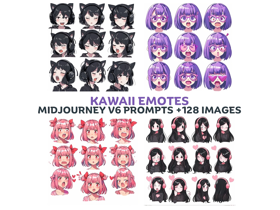 Emotes Art With Midjourney Prompts. Kawaii Emotes Prompt Guide. Twitch ...