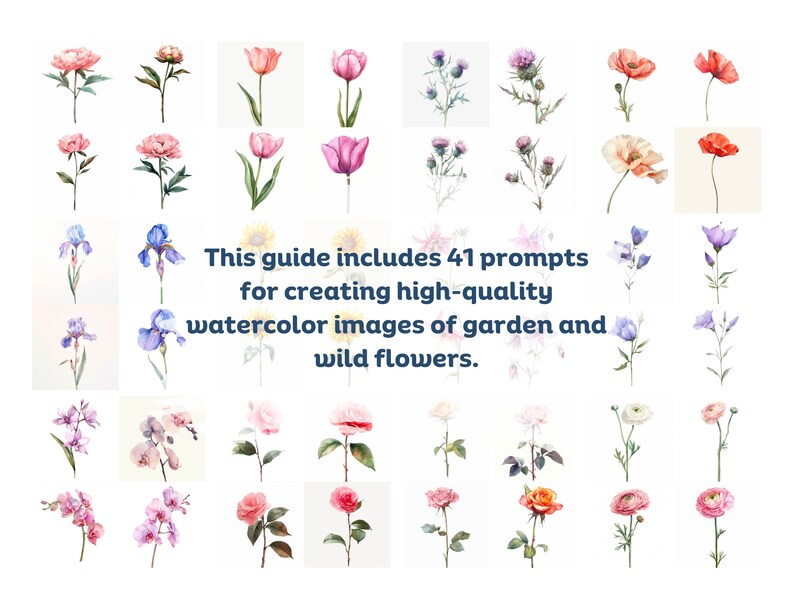Flower Clipart With Midjourney Prompts, Floral Wall Art Prompts ...
