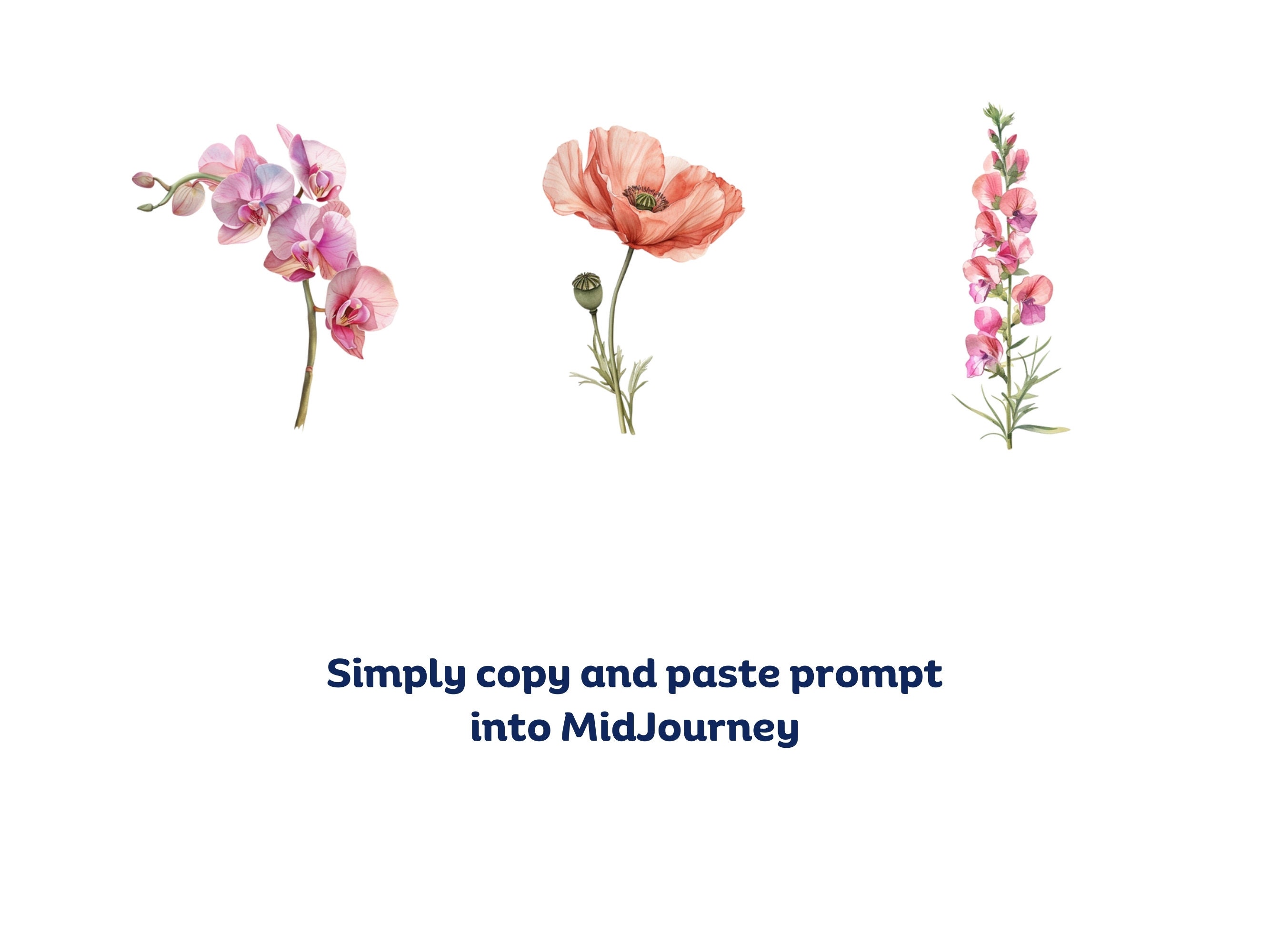 Flower Clipart With Midjourney Prompts, Floral Wall Art Prompts ...