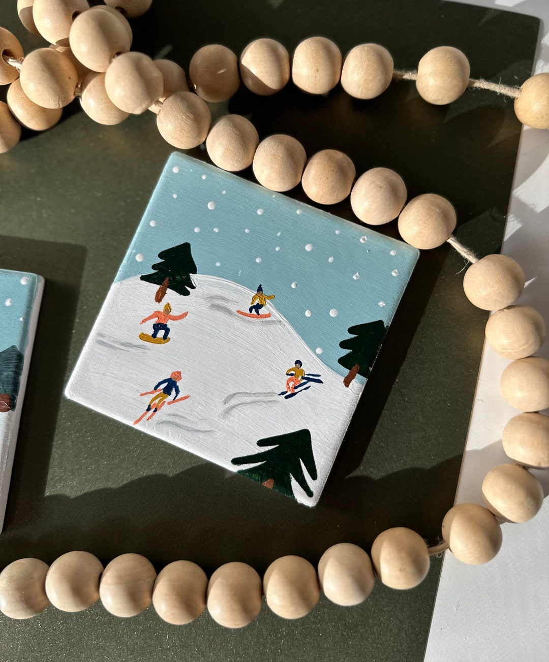 Alpine Hand-painted Ceramic Coaster Hand-painted Ceramic Coaster ...