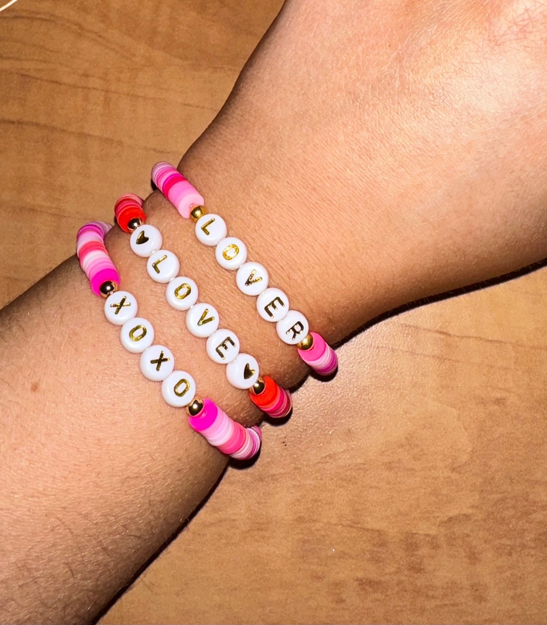 Clay Bead Bracelet Valentines Day Bracelet Heishi Bracelets Sayings ...
