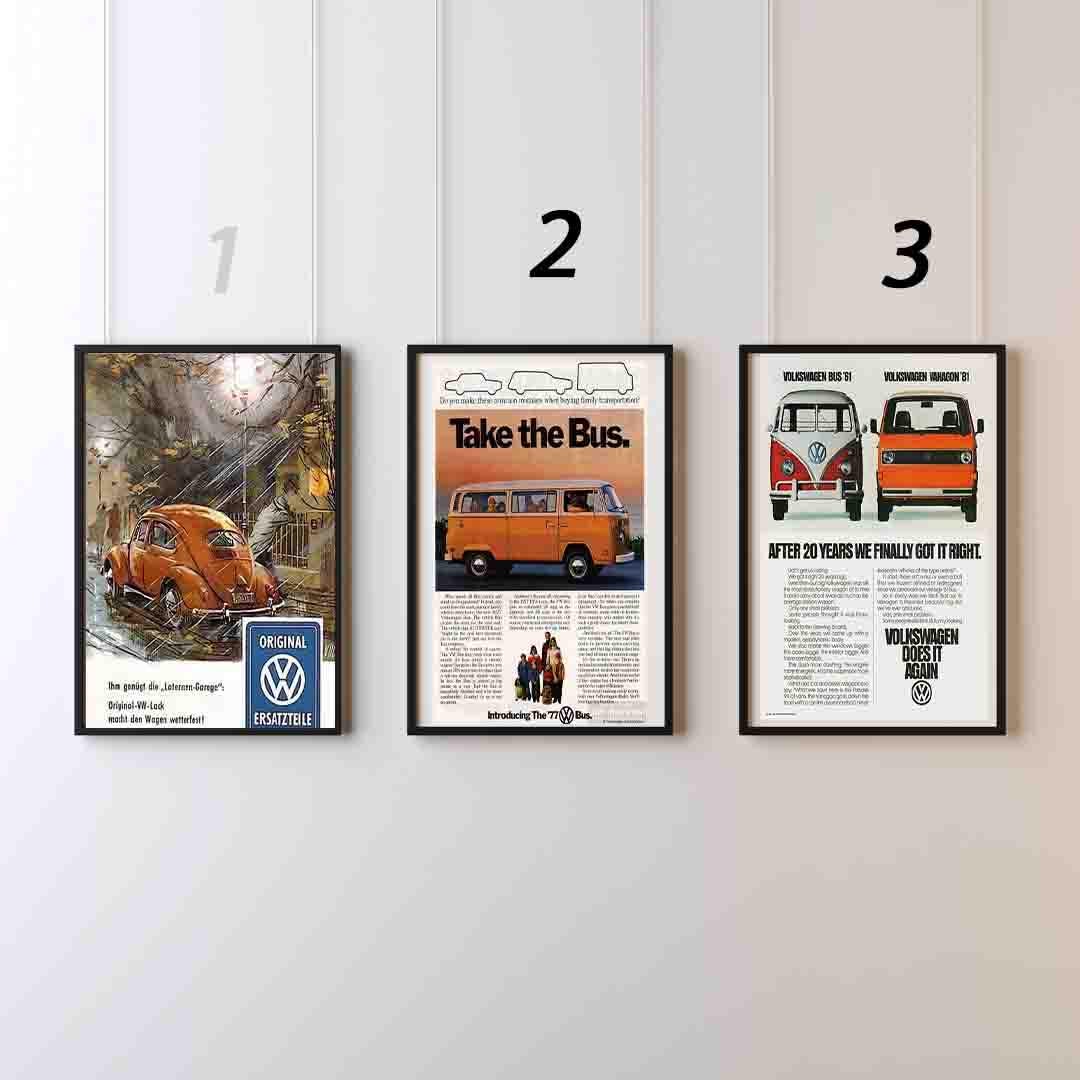 Vintage VW Beetle & Transporter Canvas Print: Iconic Car Art - Etsy