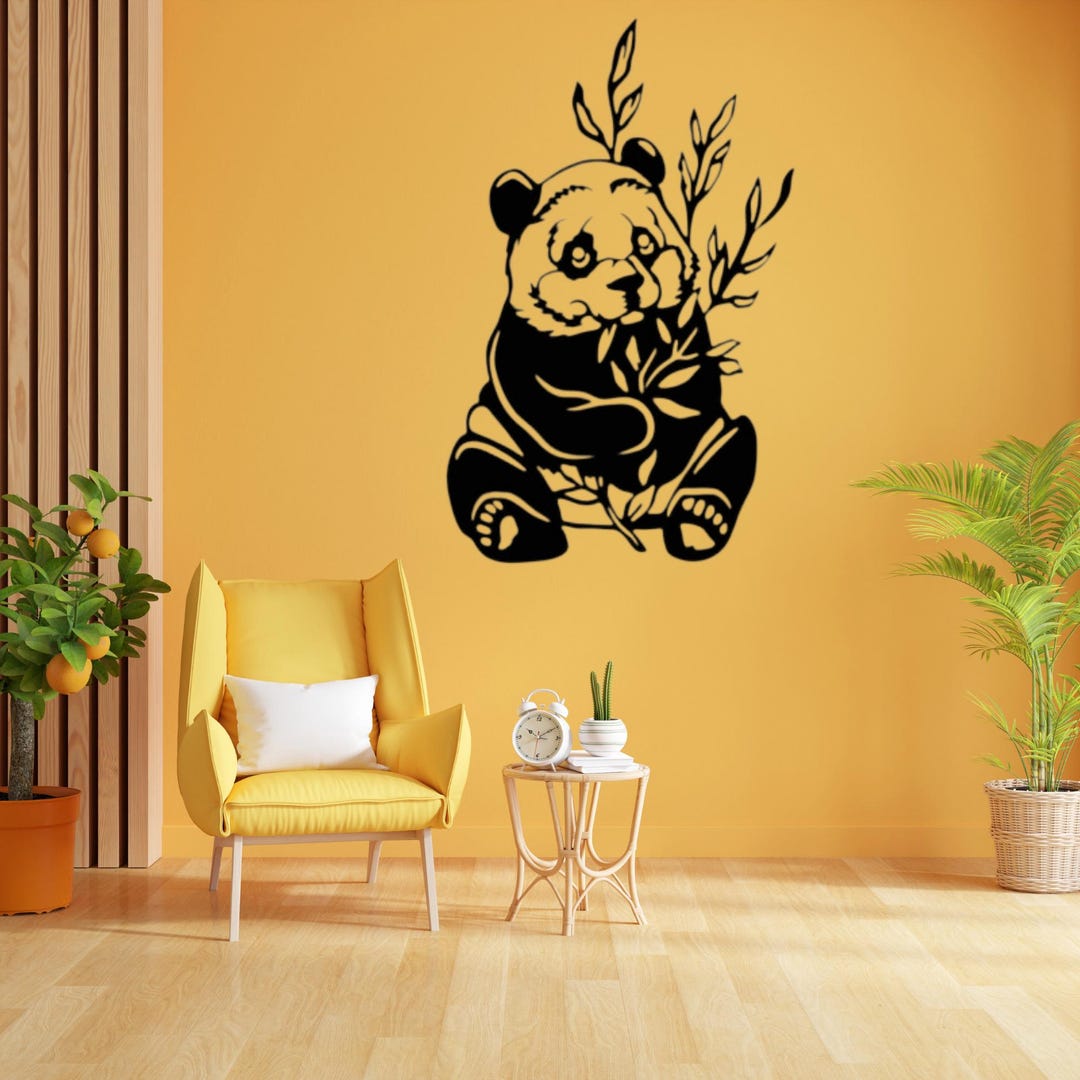 Sitting Metal Panda, Panda Wall Decal, Panda Wall Art, Panda Wall Decor ...