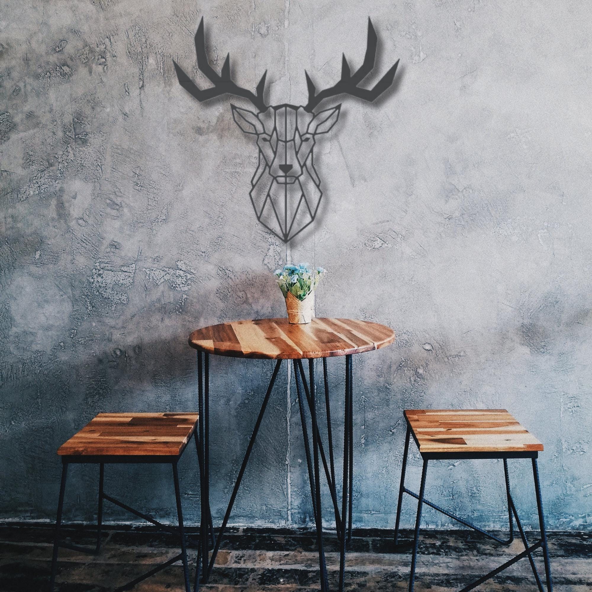 Black Antler Metal Deer Sign Easy to Hang, Deer Wall Decor, Metal Wall ...
