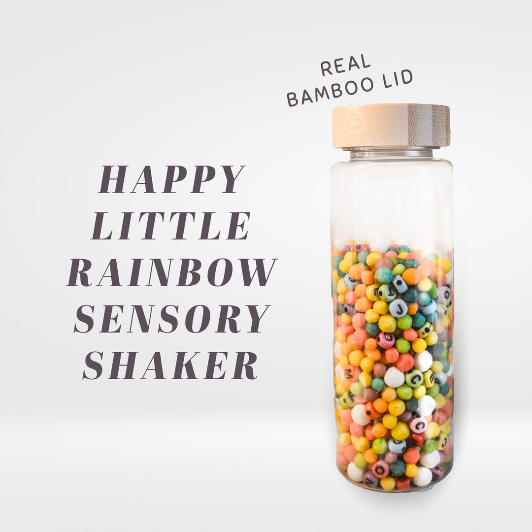 Rainbow Sensory Shaker Bottle Montessori Fidget Bamboo Bottle - Etsy
