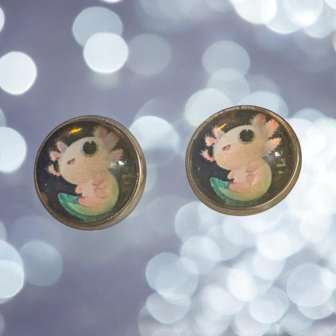 Stainless Steel Axolotl Studs, Jewellery, Animal, Gift, Novelty, Fun ...